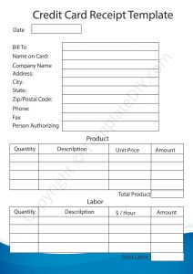 Credit Card Receipt Template Blank Printable PDF Excel Word