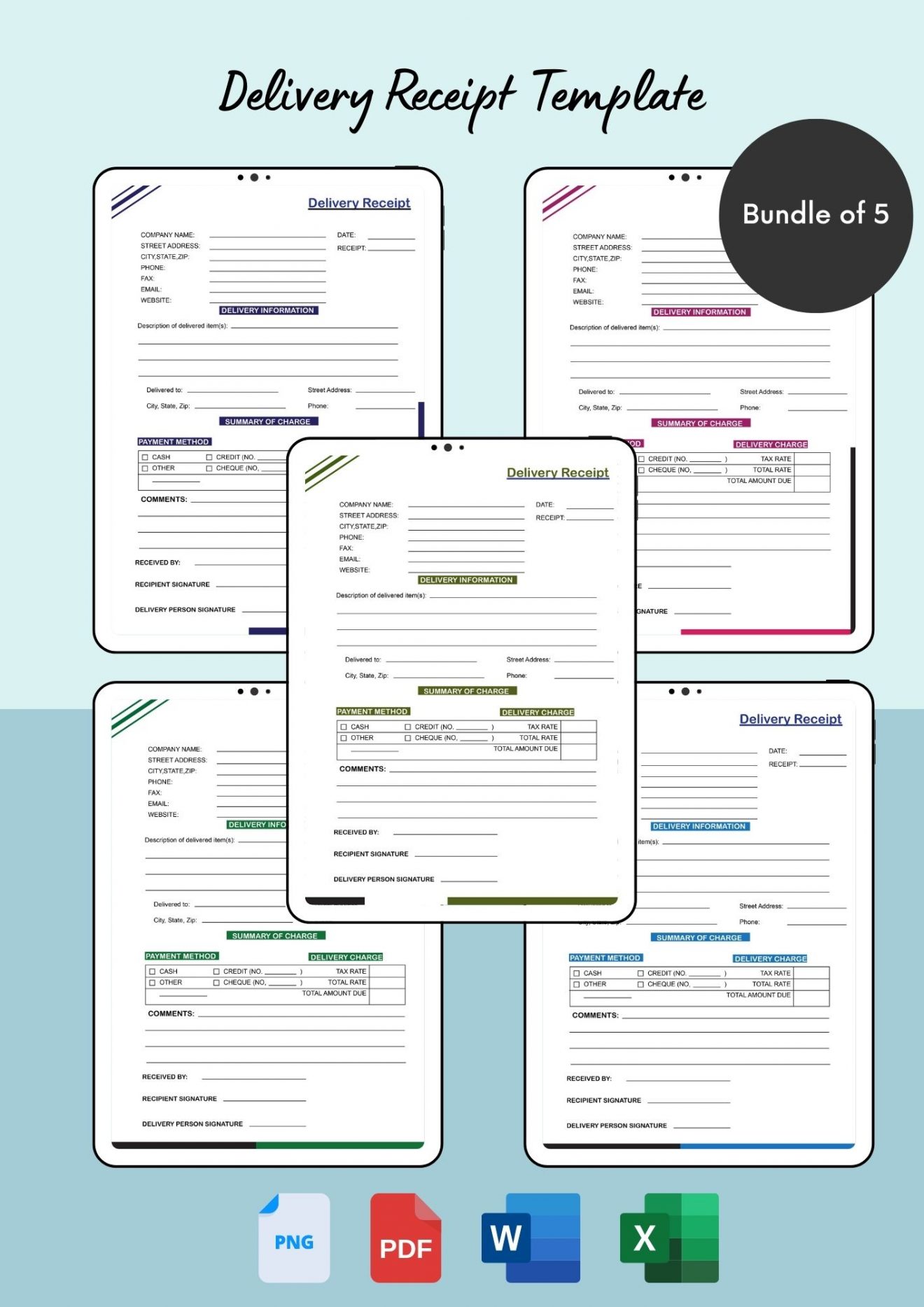 Delivery Receipt Template Blank Printable Pdf, Excel, Word