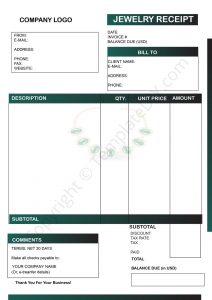 Jewelry Receipt Template Blank Printable Pdf, Excel, Word