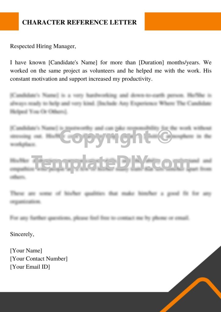 Character Reference Letter Sample Template in PDF, Word