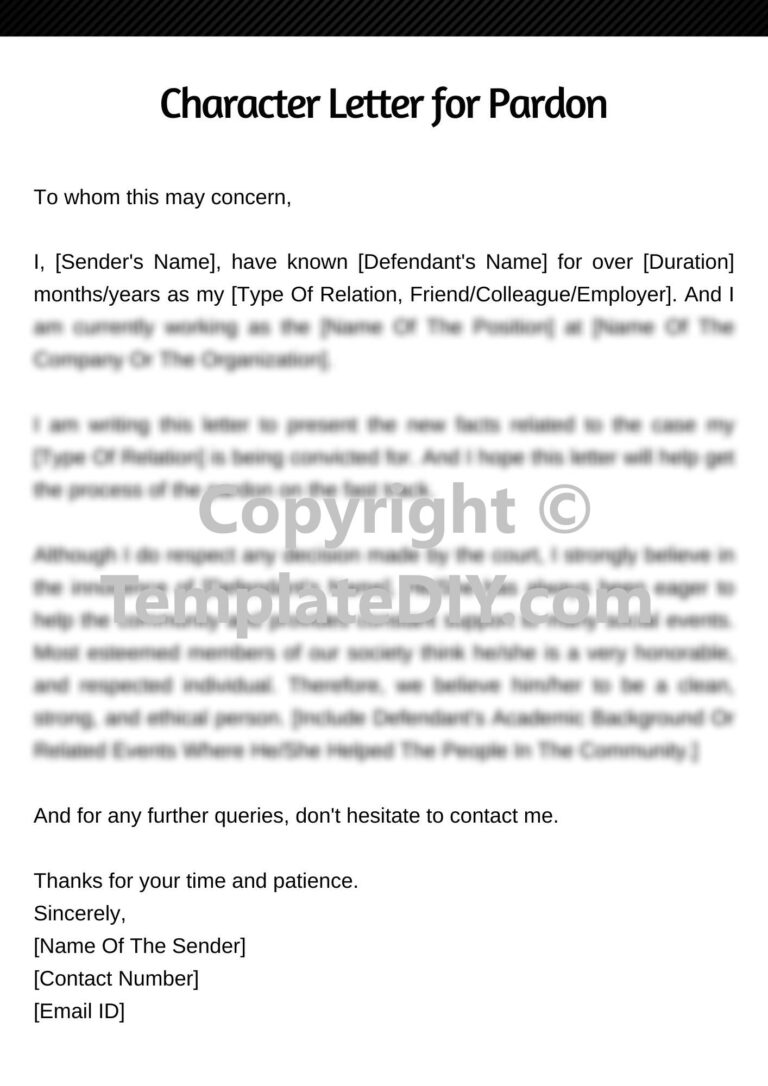 Character Letter for Pardon Template | PDF & Word Download