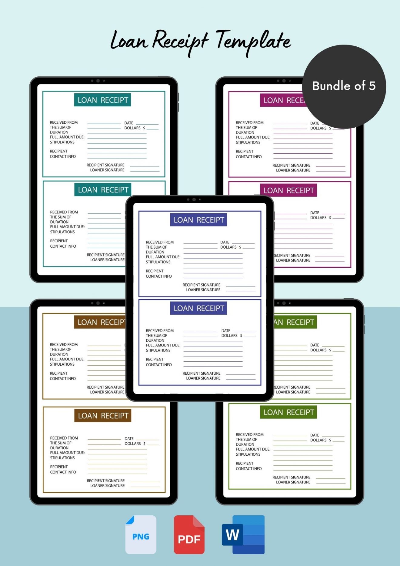 Download Printable Loan Receipt Template PDF & Word