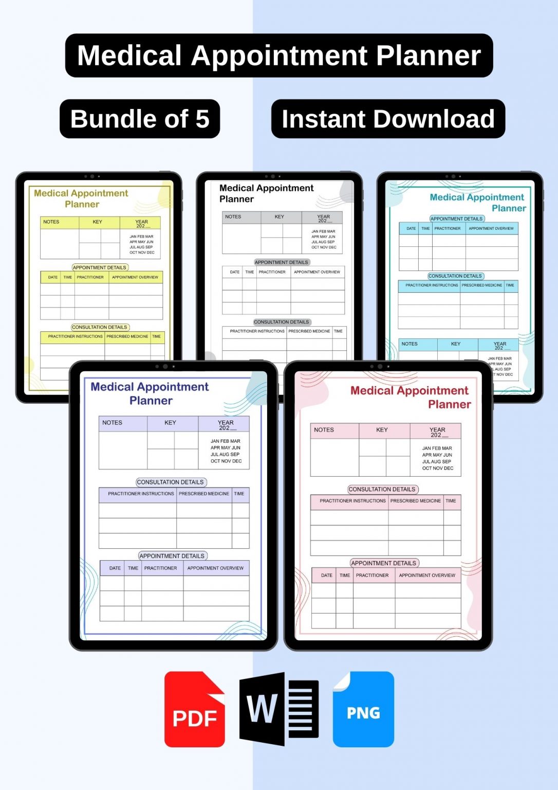 Medical Appointment Planner Template Printable in Pdf, Word