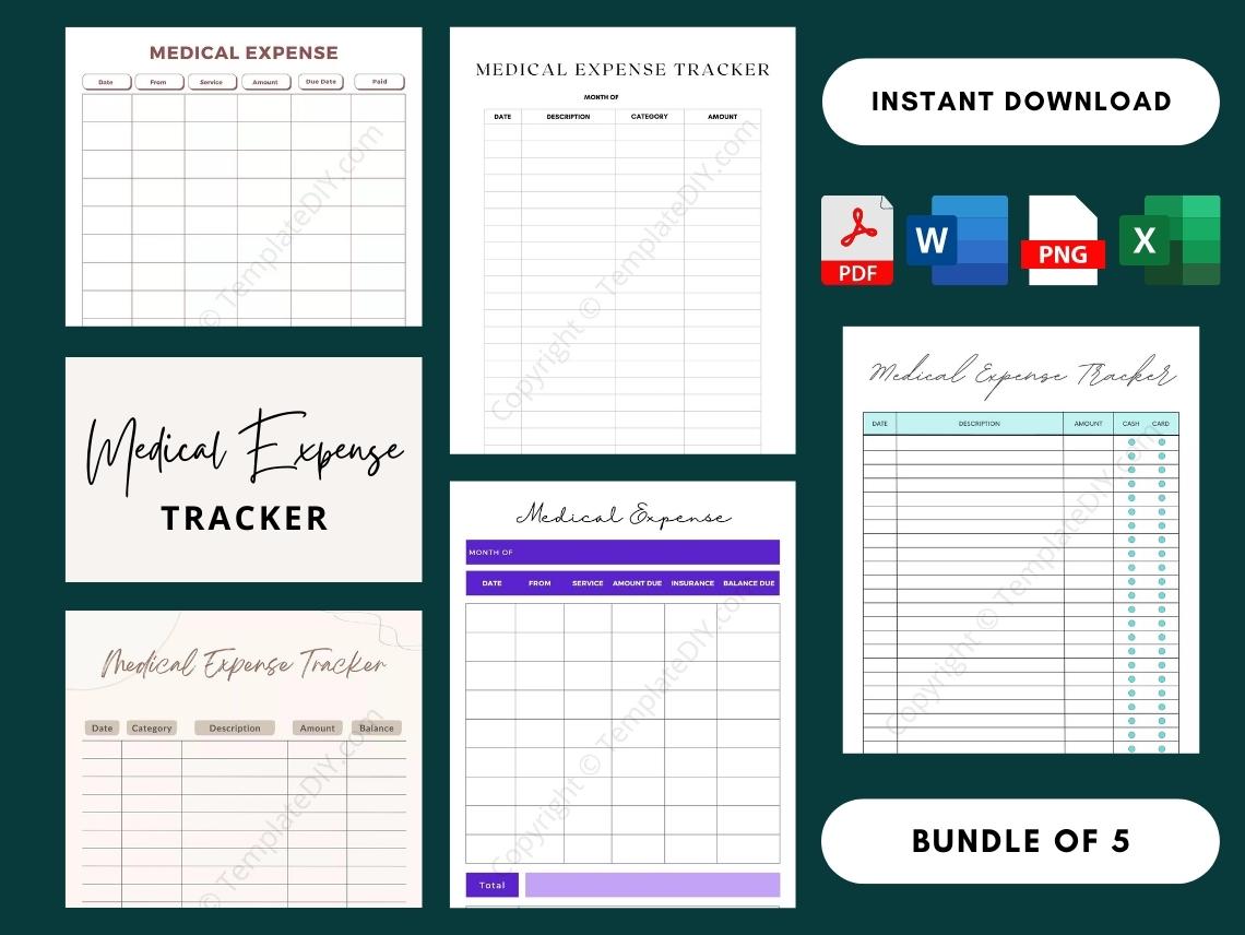 Medical Expense Tracker Printable Template in Pdf, Excel