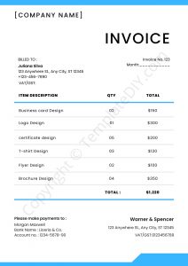 Monthly Invoice Template Blank Printable PDF, Excel, Word