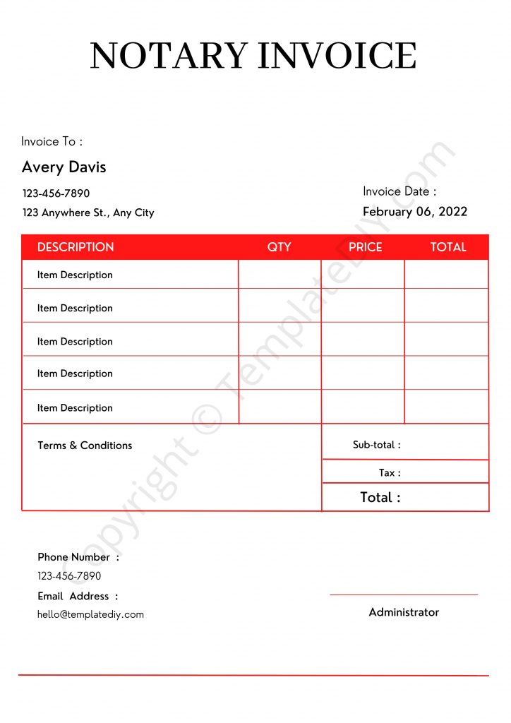 Printable Notary Invoice Template PDF, Word & Excel