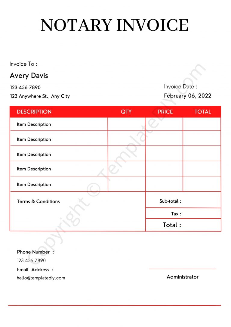 Printable Notary Invoice Template PDF, Word & Excel