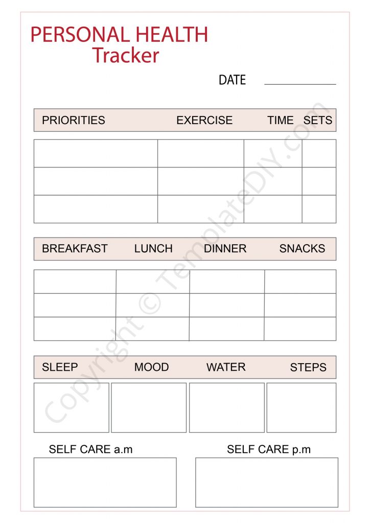 Personal Health Tracker Template Printable [Pdf Word]