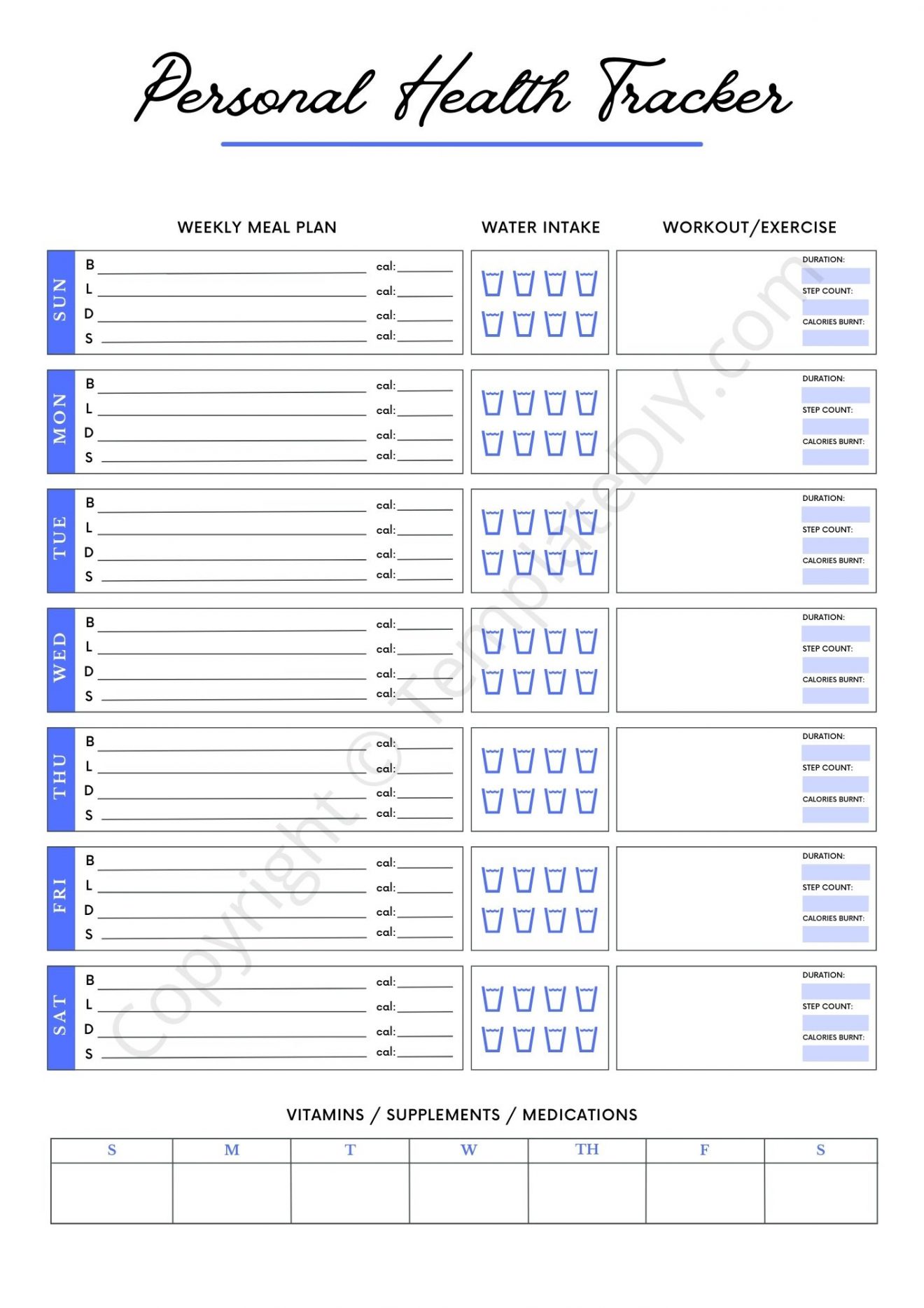 Personal Health Tracker Template Printable [Pdf Word]