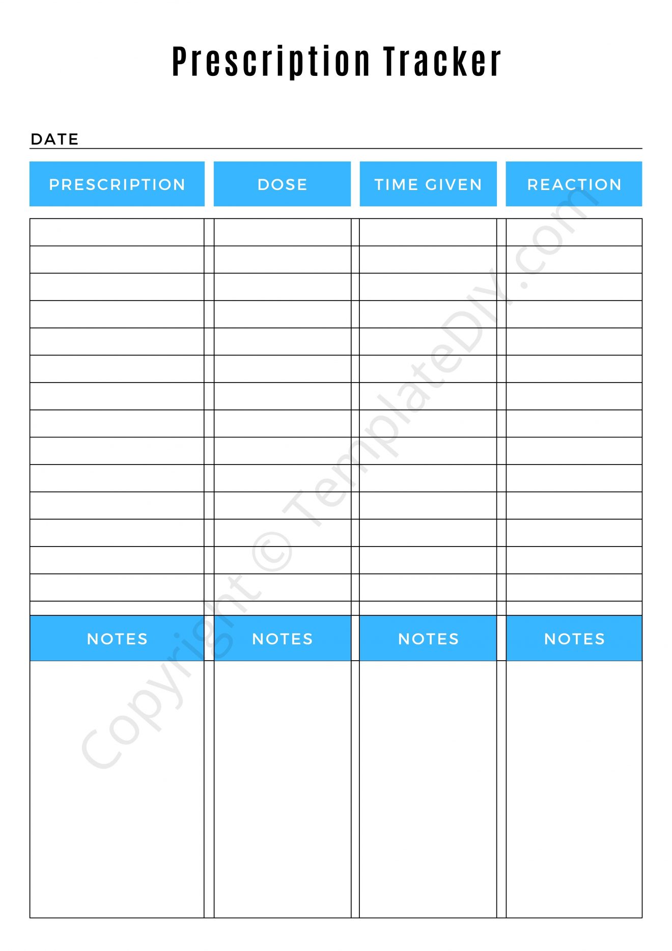 Prescription Tracker Printable Template PDF, Word, Excel