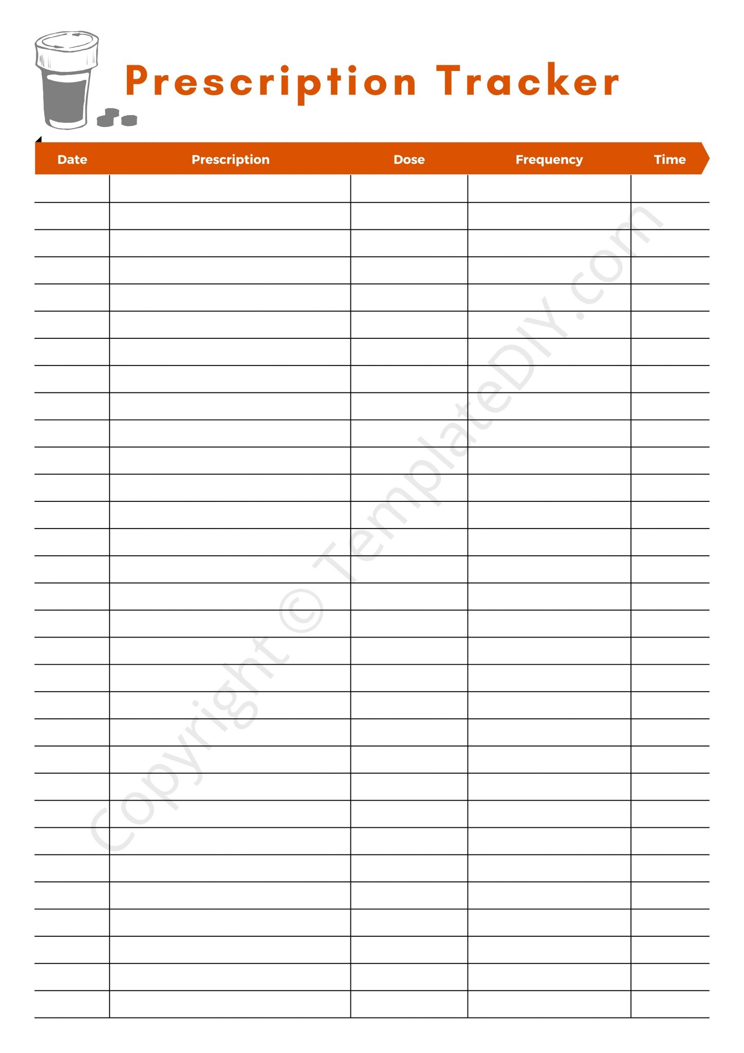 Prescription Tracker Printable Template PDF, Word, Excel