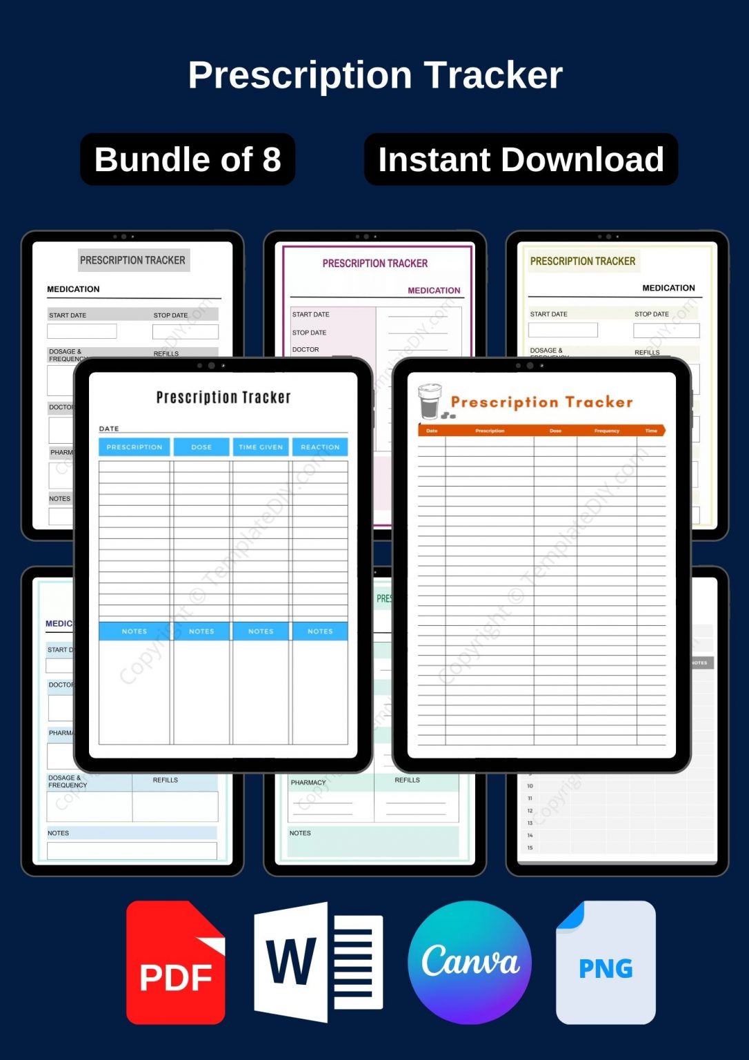 Prescription Tracker Printable Template PDF, Word, Excel