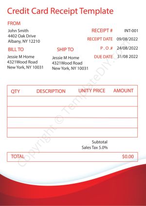 Credit Card Receipt Template Blank Printable PDF Excel Word