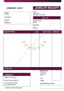 Jewelry Receipt Template Blank Printable Pdf, Excel, Word
