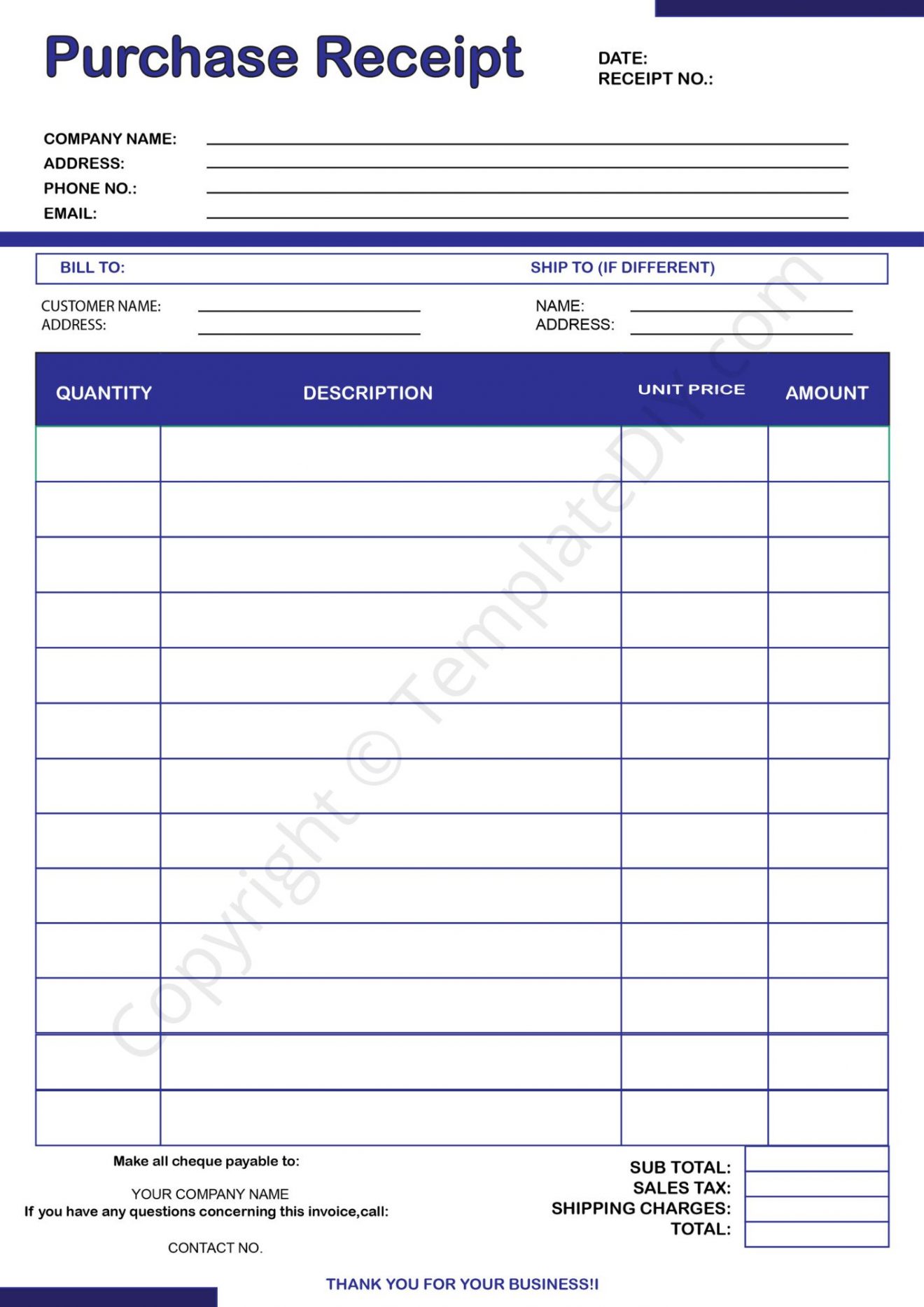 Purchase Receipt Template | PDF, Word & Excel Download