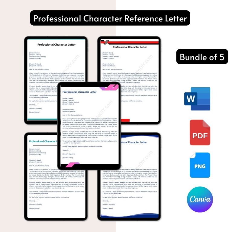Character Reference Letter for a Friend Sample in PDF, Word