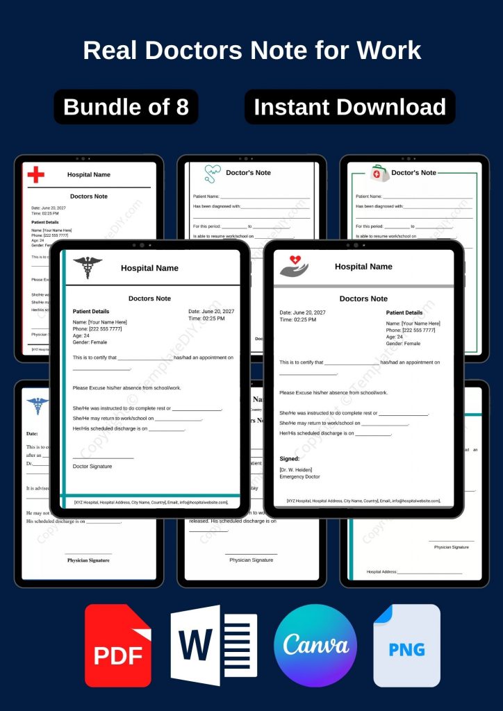 Dentist Note for Work Printable Template in Word [Editable]