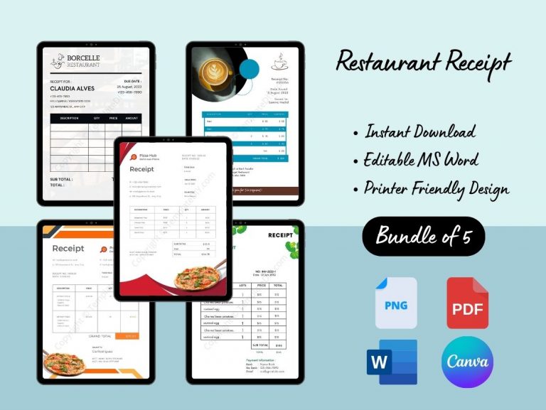Download Printable Restaurant Receipt Template – PDF & Word