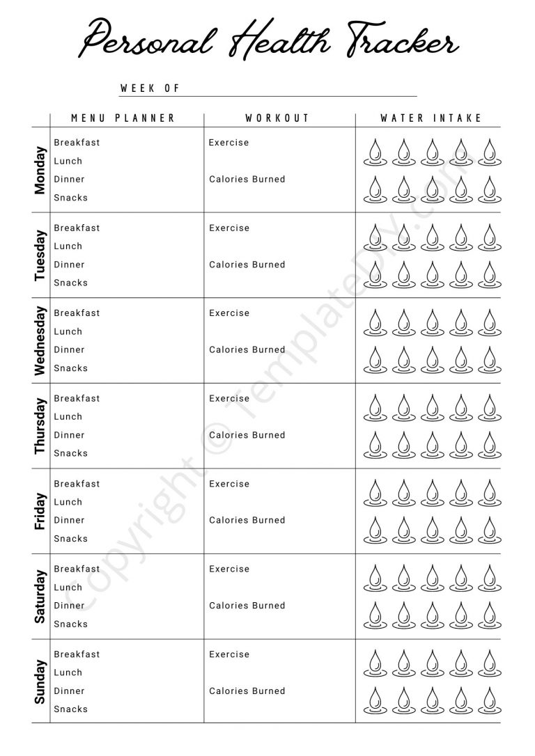 Personal Health Tracker Template Printable [Pdf Word]