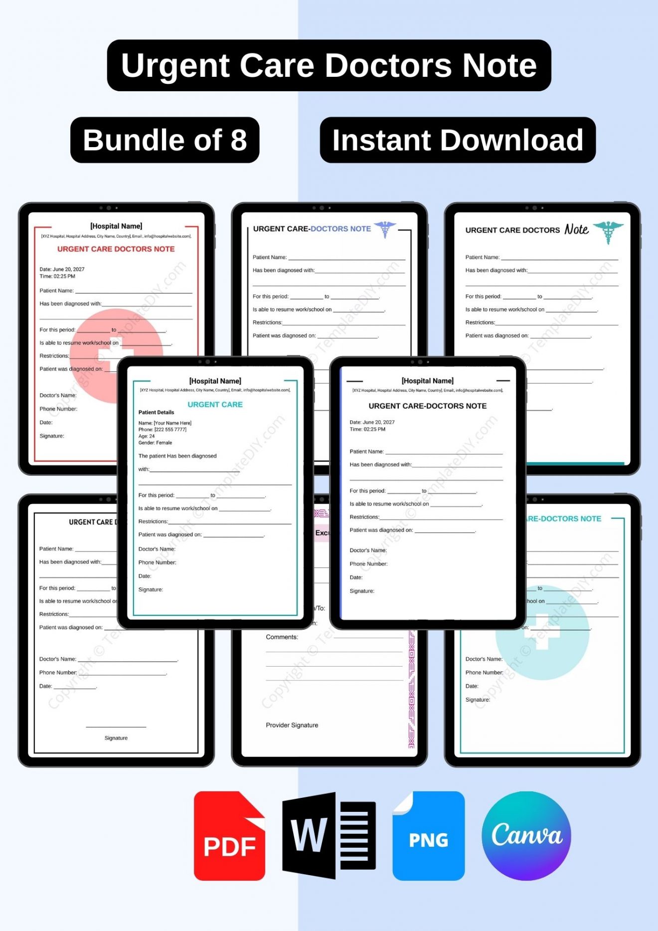 Urgent Care Doctor’s Note Template – Printable PDF & Word (Instant ...
