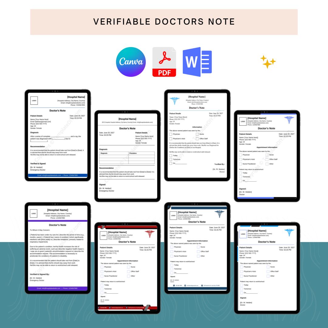 Verifiable Doctor’s Note Template | PDF & Word Download
