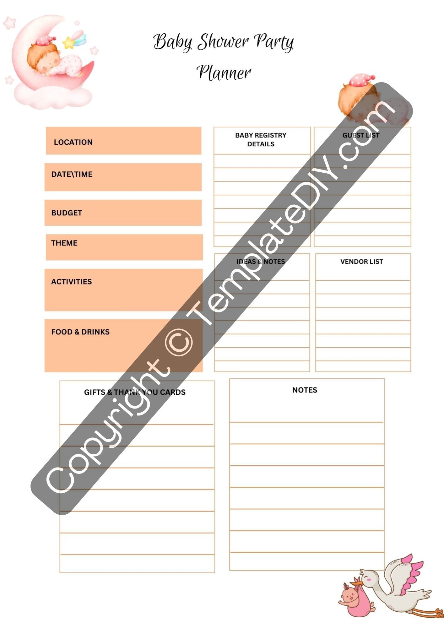 Baby Shower Party Planner Template in PDF, Word & Excel