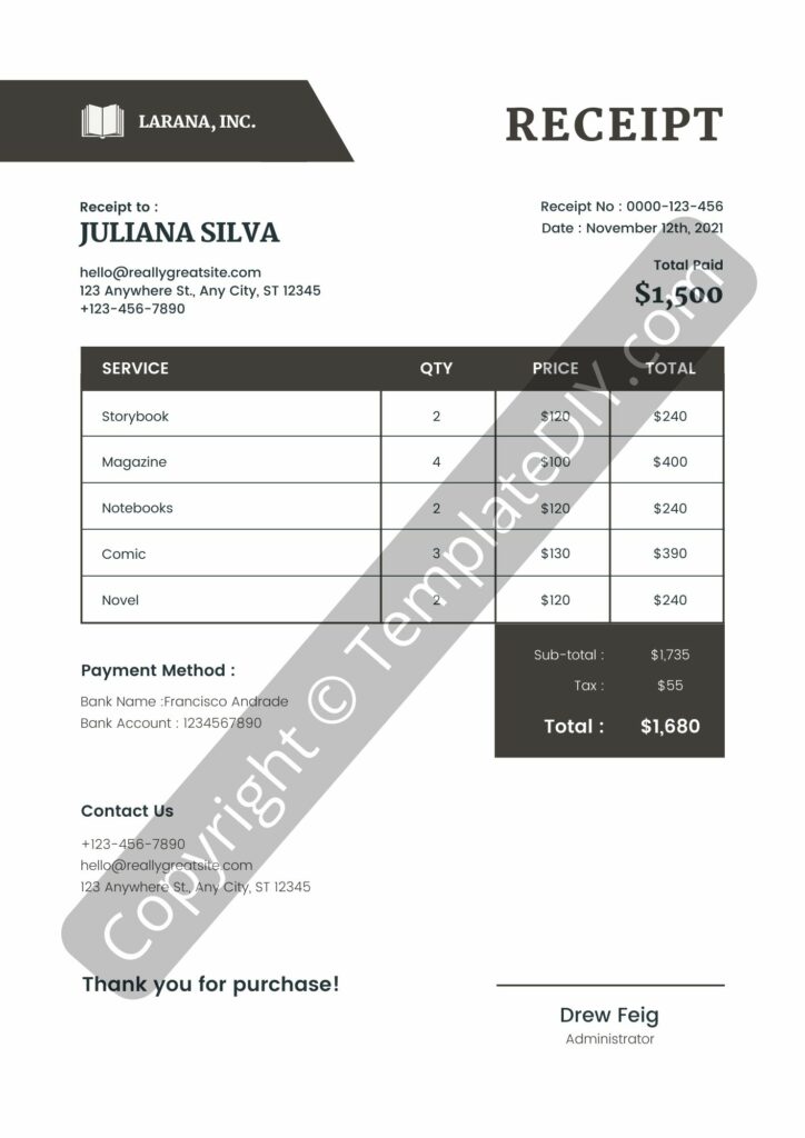 Basic Receipt Template Blank Printable PDF, Excel, Word