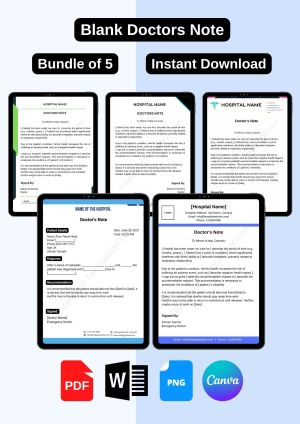 Printable Blank Doctors Note Template PDF & Word