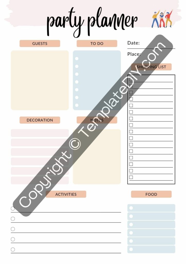 Party Planner Template Printable PDF, Word, Excel