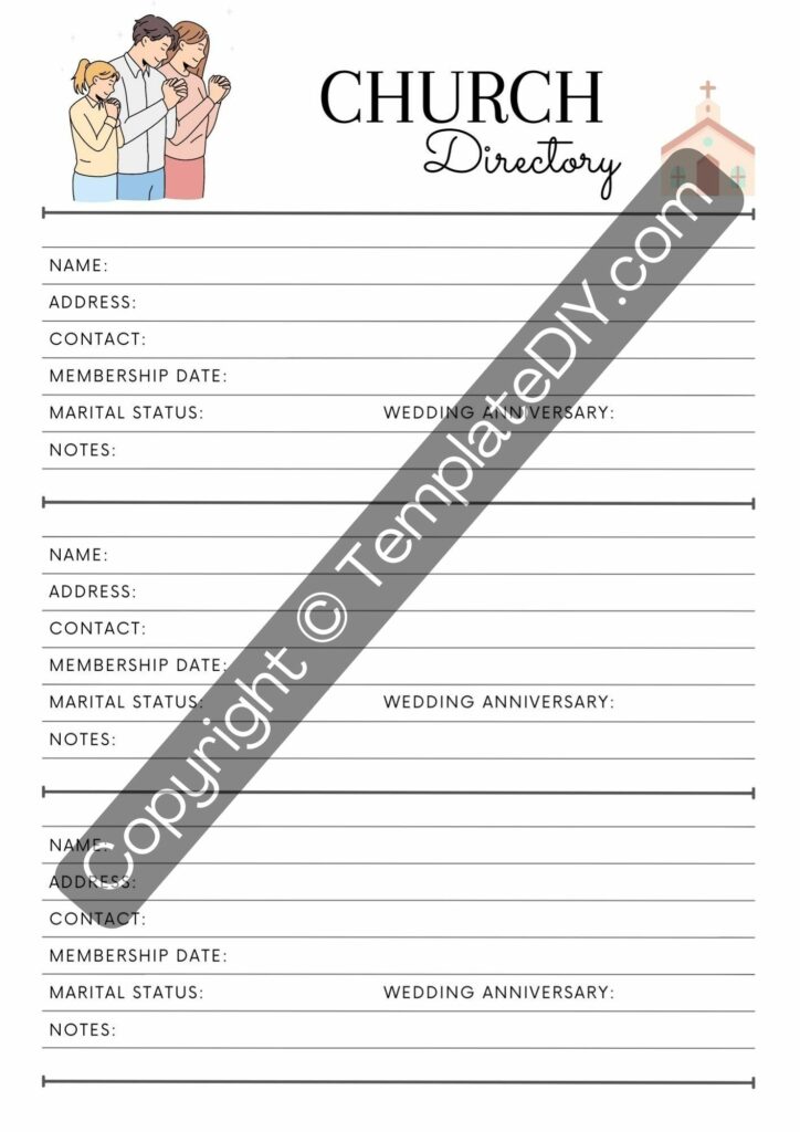 Printable Church Directory Template | PDF, Word & Excel