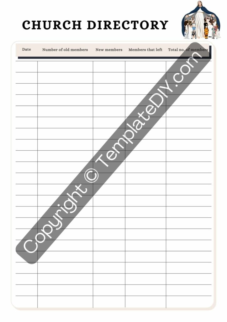 Printable Church Directory Template | PDF, Word & Excel