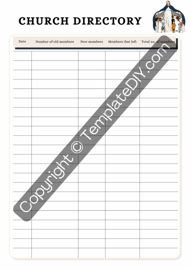 Printable Church Directory Template | PDF, Word & Excel