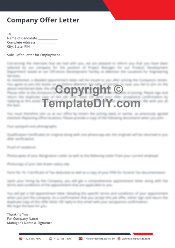 Company Offer Letter Sample Template with Examples