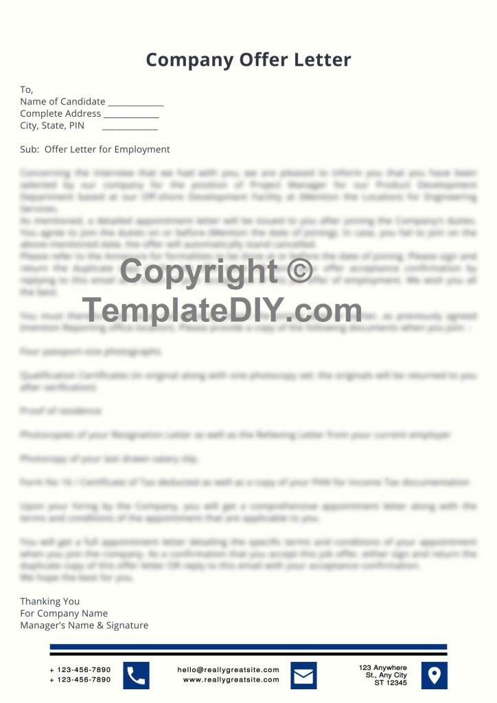 Company Offer Letter Sample Template with Examples