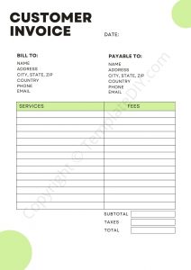 Customer Invoice Template Printable Blank PDF, Excel, Word