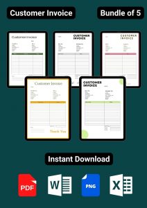 Customer Invoice Template Printable Blank PDF, Excel, Word