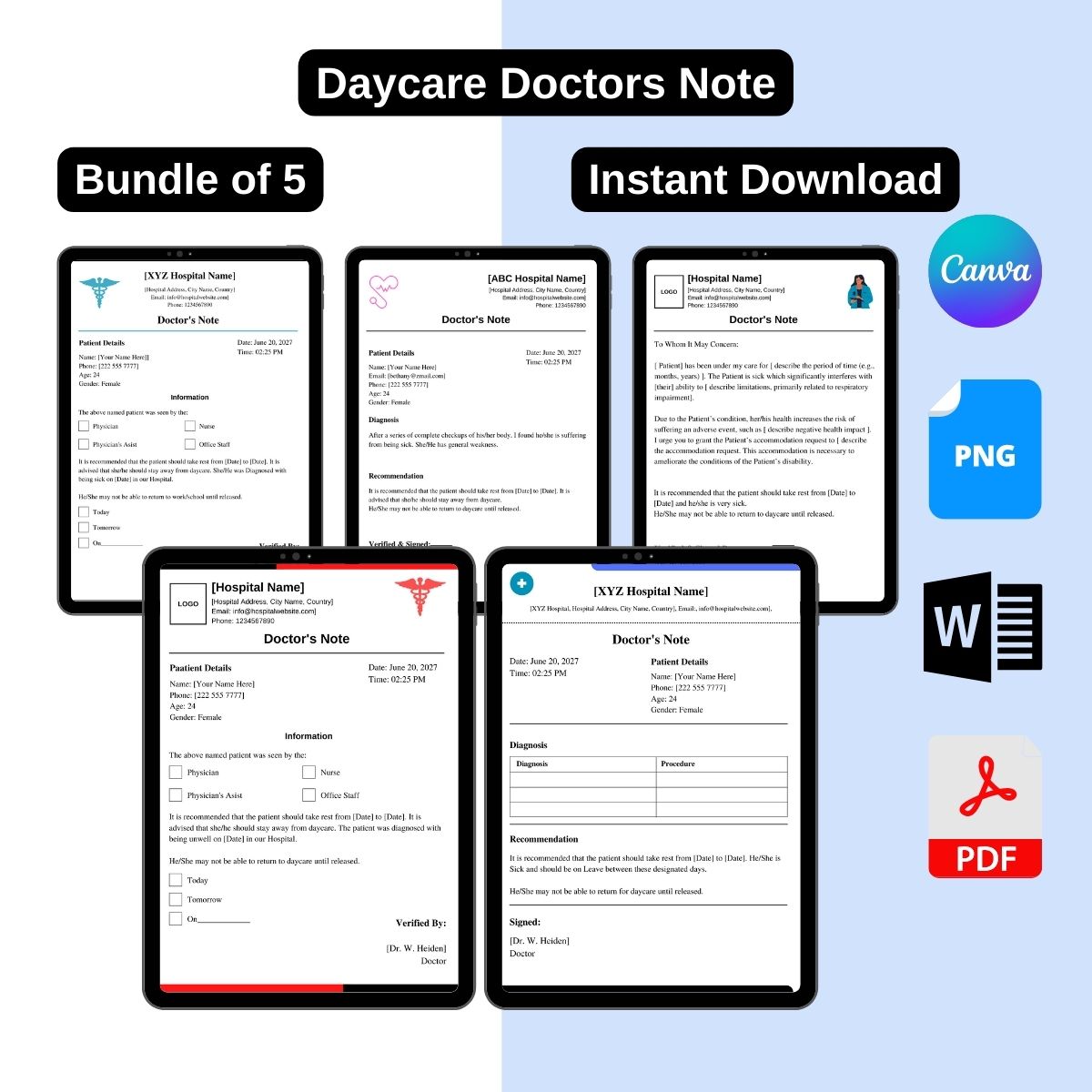 Printable Doctors Note for Daycare Template PDF & Word