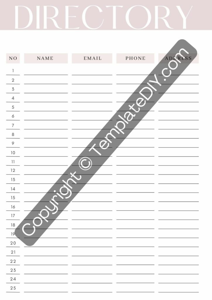 Directory Template Printable in Pdf, Word, Excel [Editable]