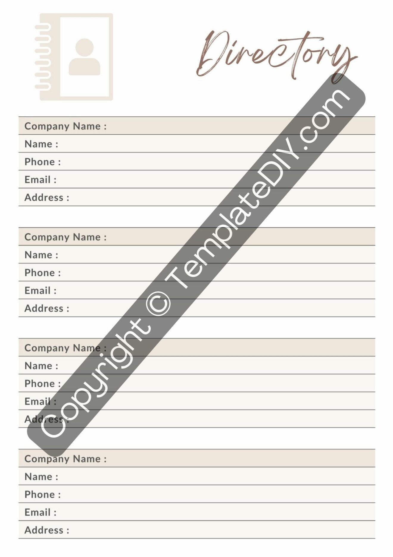 Directory Template Printable in Pdf, Word, Excel [Editable]
