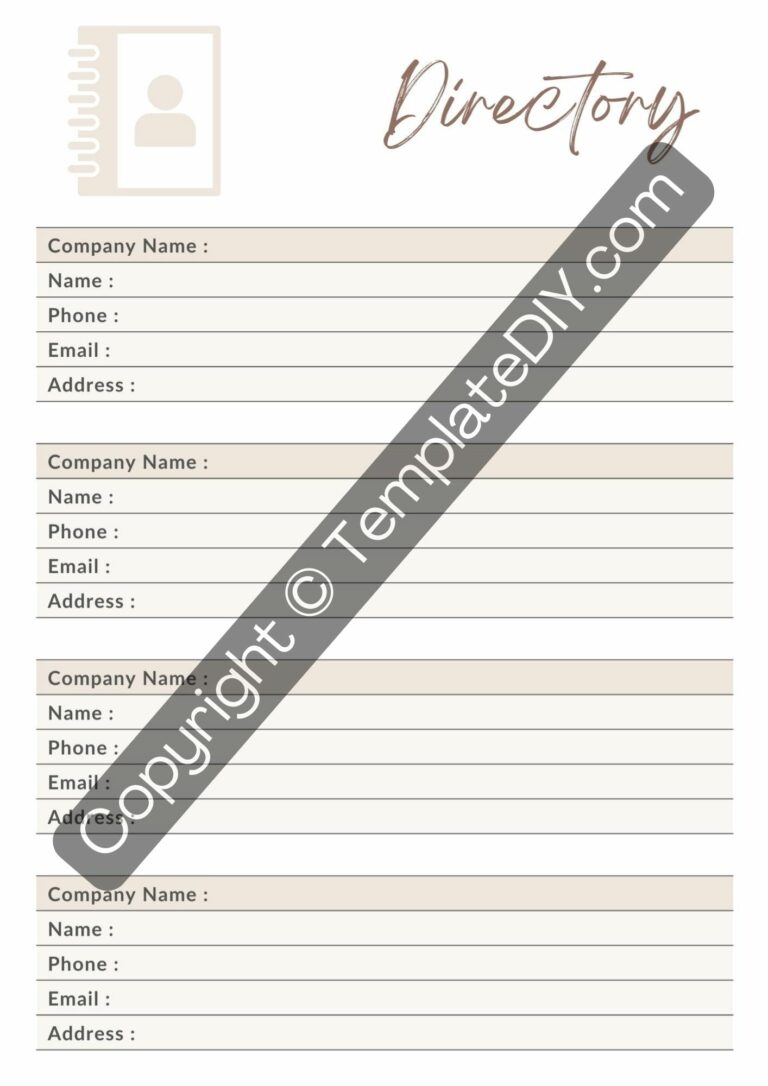 Directory Template Printable in Pdf, Word, Excel [Editable]
