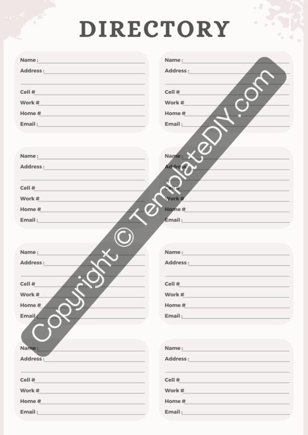 Directory Template Printable in Pdf, Word, Excel [Editable]