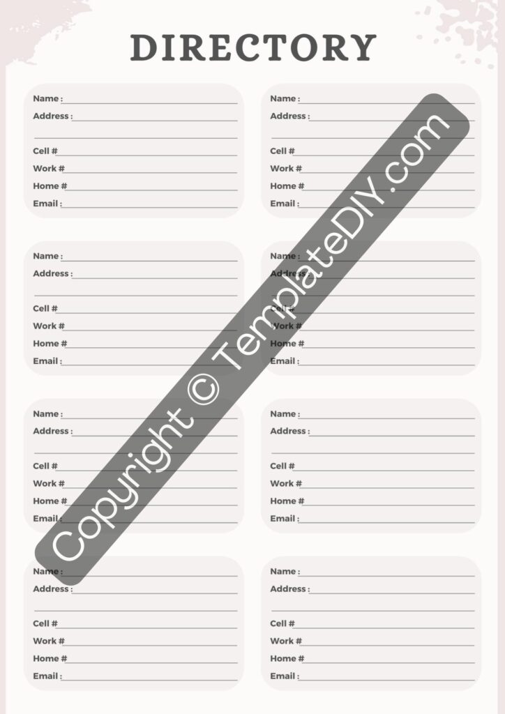 Directory Template Printable in Pdf, Word, Excel [Editable]