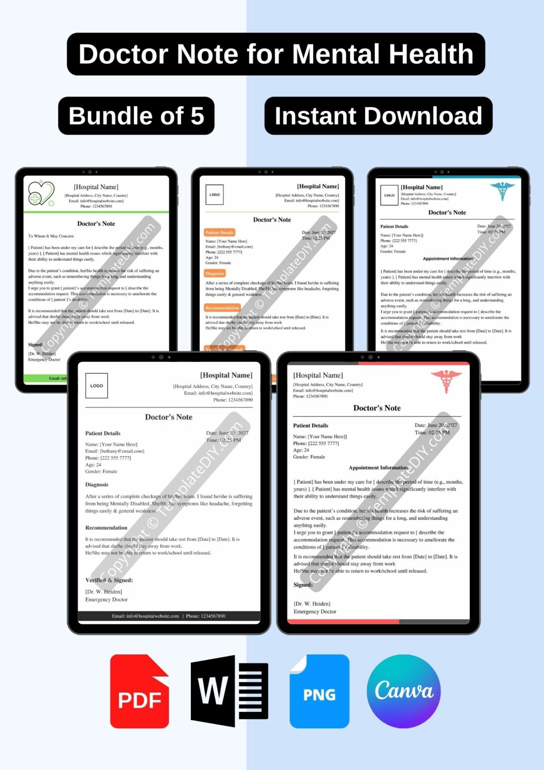 Mental Health Doctor’s Note Template – PDF & Word