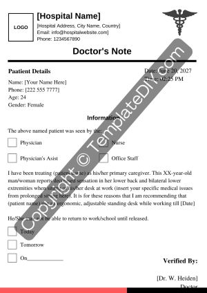 Doctor’s Note for Standing Desk Template | PDF & Word