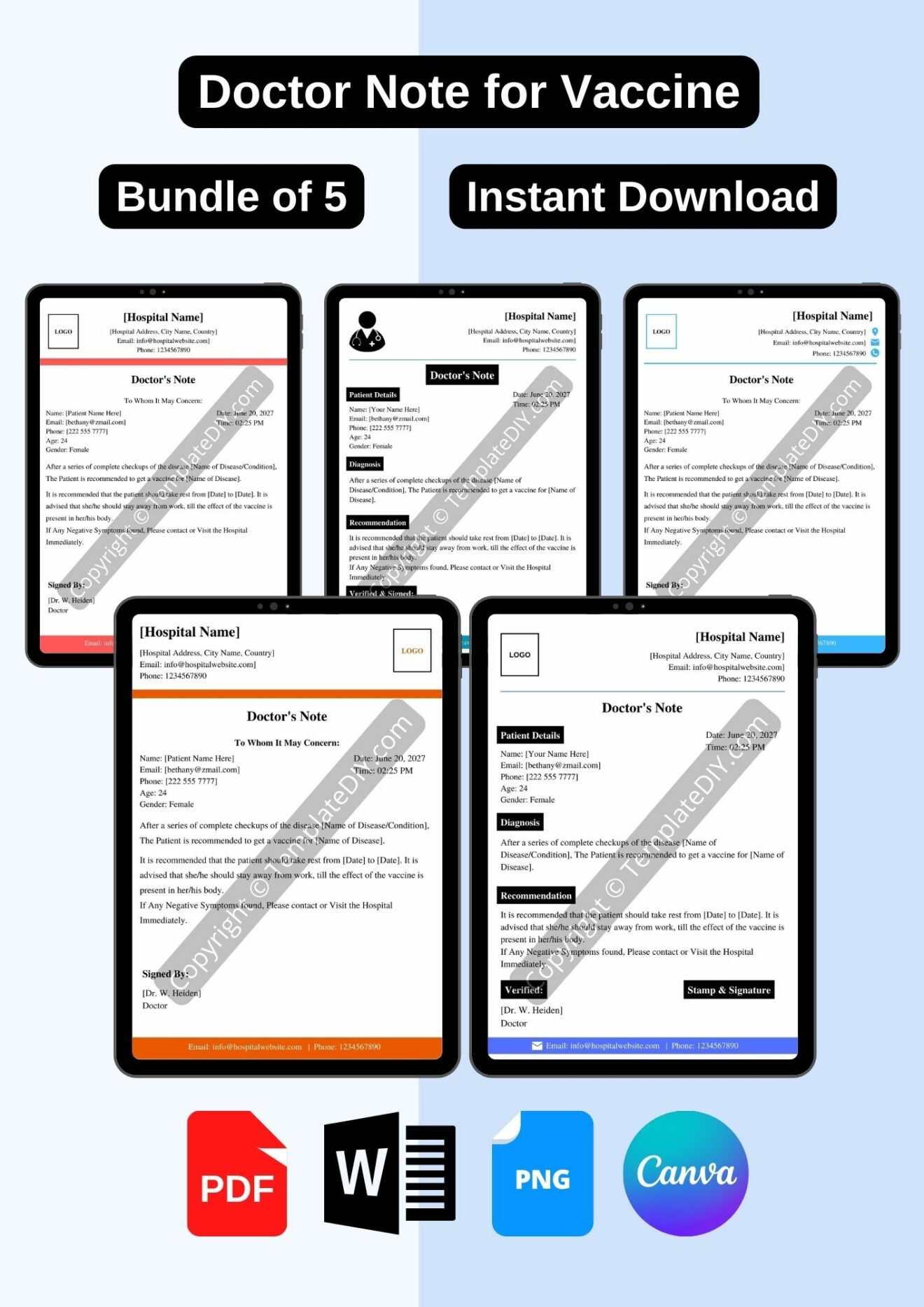 Doctors Note for Vaccine Template Printable in PDF, Word
