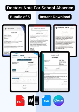 Doctors Note For School Absence Template Printable PDF, Word