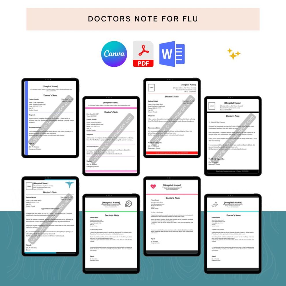Doctor’s Note for Flu Template – Download Editable PDF & Word