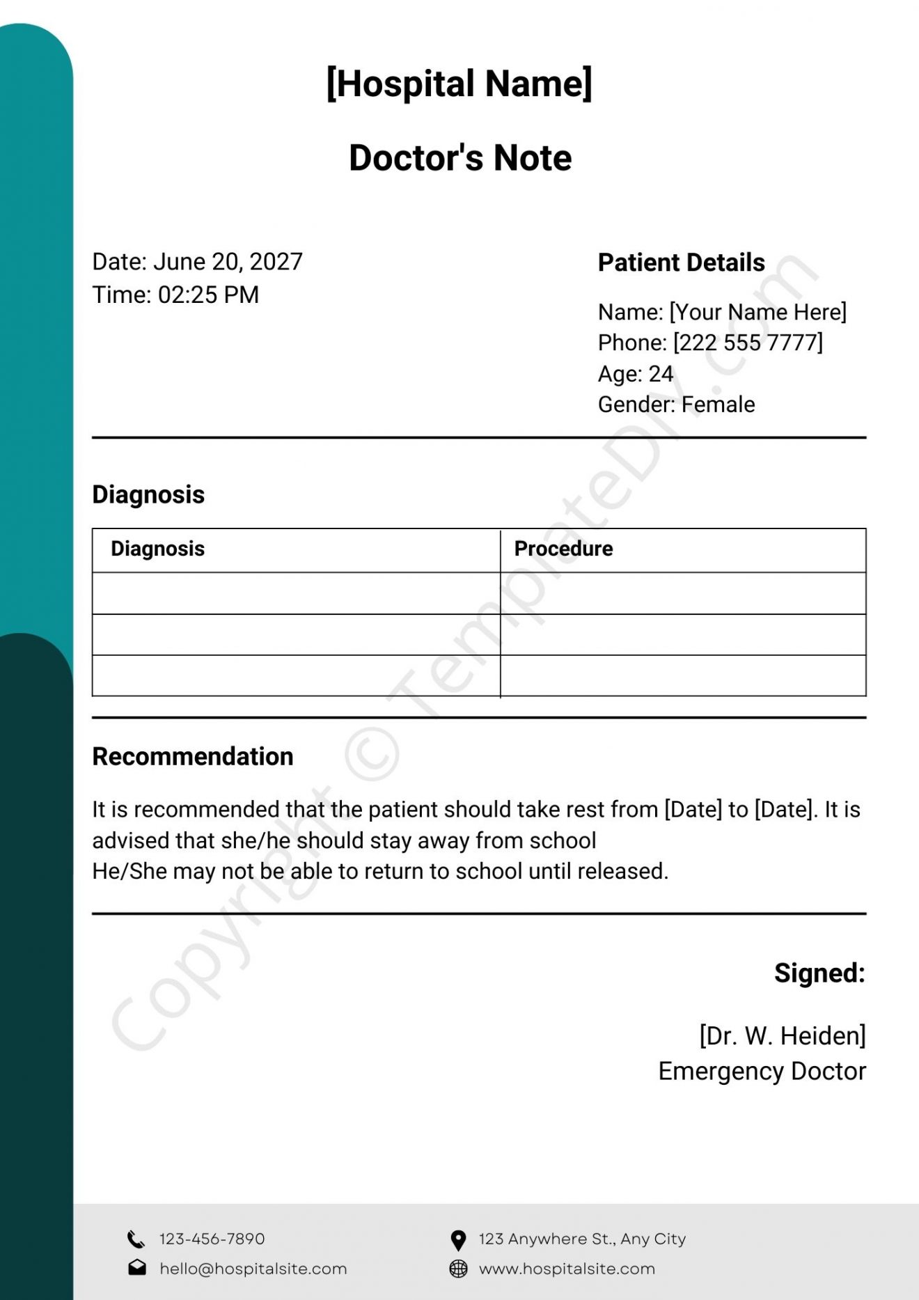 Doctors Note For School Absence Template Printable PDF, Word