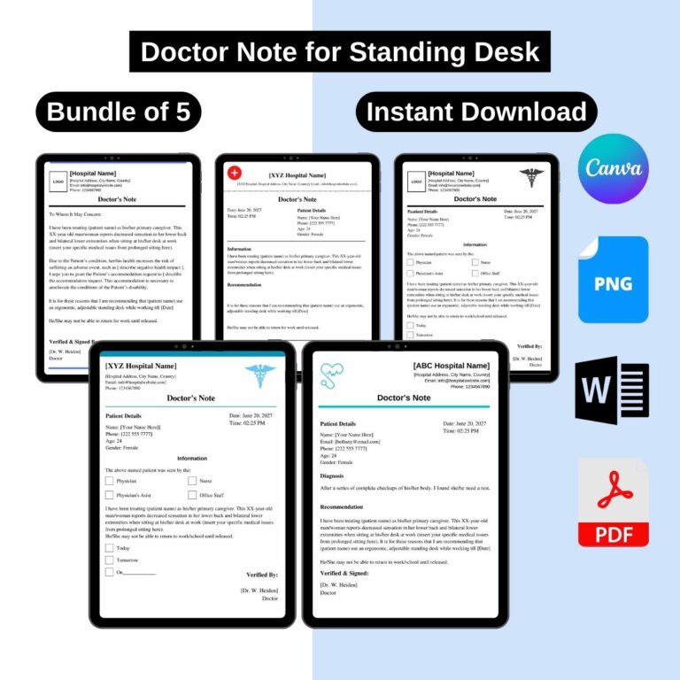 Doctor’s Note for Standing Desk Template | PDF & Word