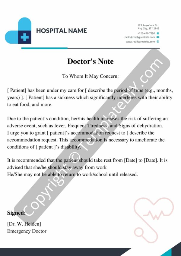 Doctors Sick Note Template Printable PDF, Word [Editable]